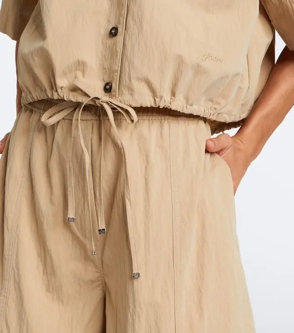 GANNI Cropped Cotton-blend Shirt