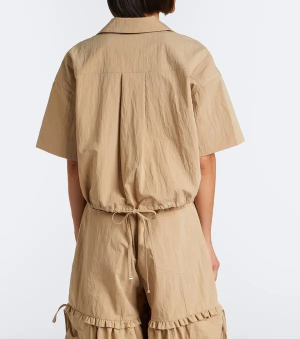 GANNI Cropped Cotton-blend Shirt