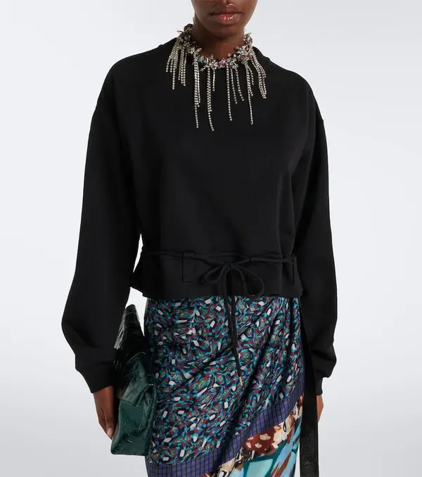Dries Van Noten Cropped Cotton Jersey Sweatshirt