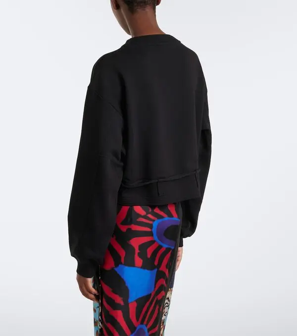 Dries Van Noten Cropped Cotton Jersey Sweatshirt