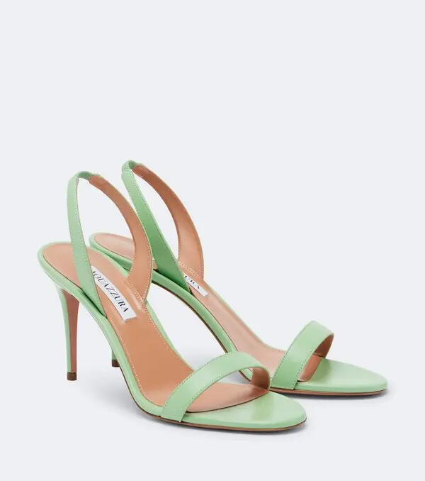 AQUAZZURA So Nude Leather Slingback Sandals - Green