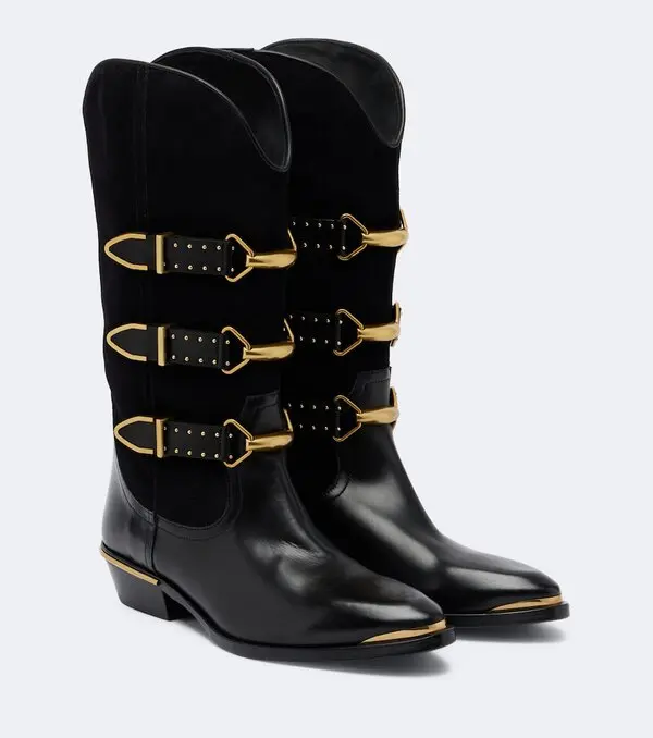 Isabel Marant Étoile Mexia Leather And Suede Cowboy Boots - Black