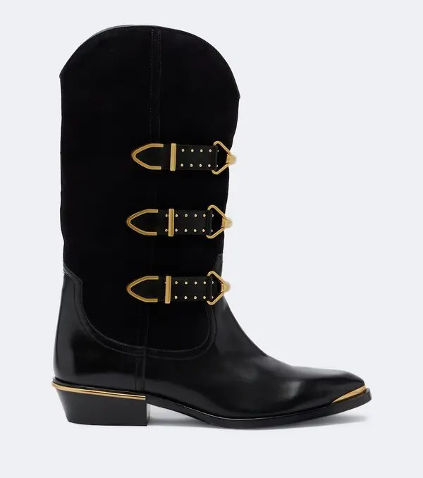 Isabel Marant Étoile Mexia Leather And Suede Cowboy Boots - Black