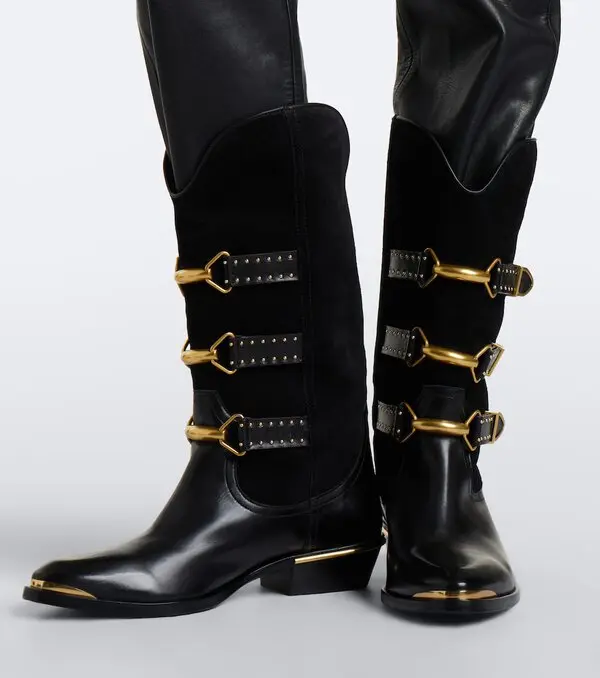 Isabel Marant Étoile Mexia Leather And Suede Cowboy Boots - Black