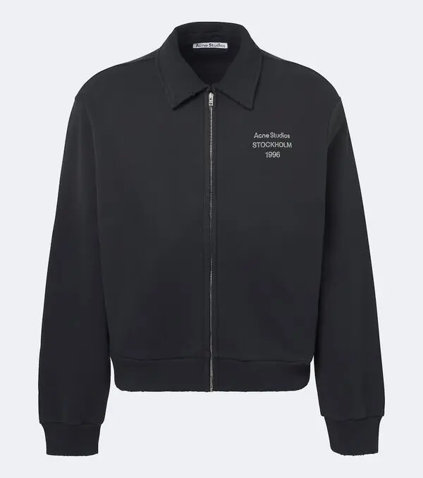 Acne Studios Logo Cotton-blend Zip-up Sweatshirt - Black