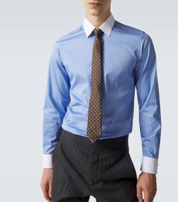 TOM FORD Striped Cotton Satin Shirt