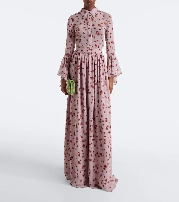 MARKARIAN Morgaine Floral Chiffon Maxi Skirt