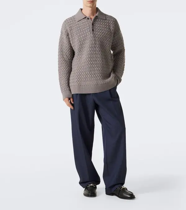 Bottega Veneta Intrecciato Wool Polo Sweater