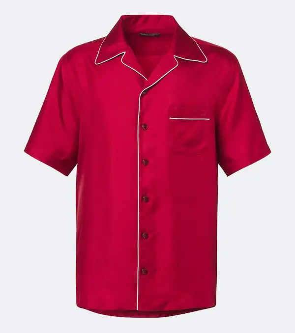 Dolce & Gabbana Silk Satin Bowling Shirt - Red