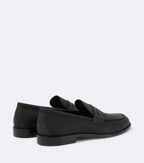 Manolo Blahnik Croc-effect Leather Penny Loafers