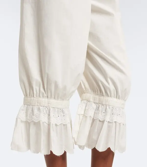 Staud Renzo Embroidered Cotton Voile Pants