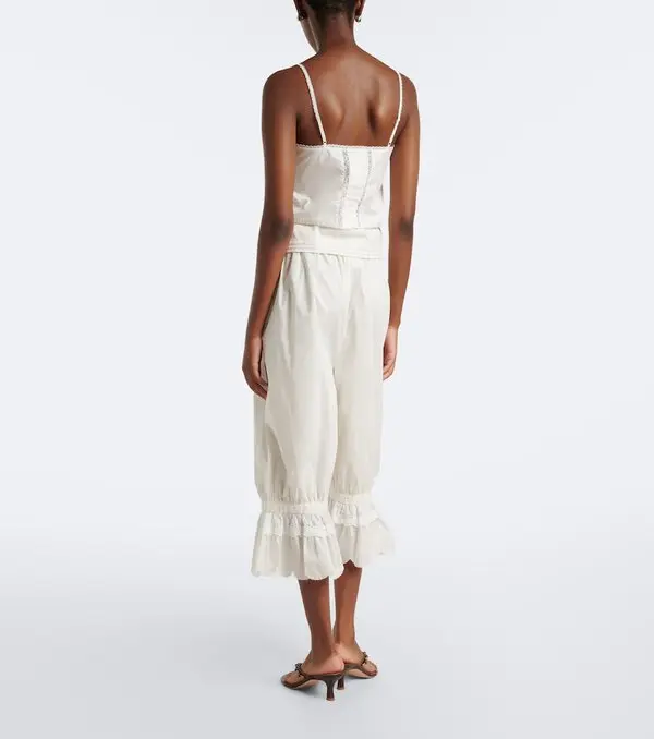 Staud Renzo Embroidered Cotton Voile Pants