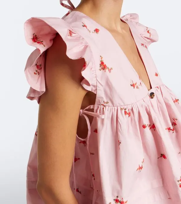 GANNI Floral Cotton-blend Top