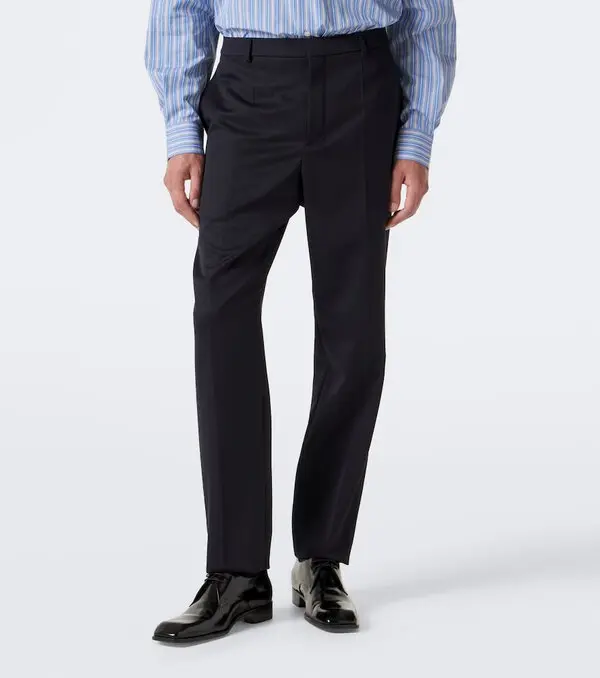 Saint Laurent Wool Gabardine Straight Pants