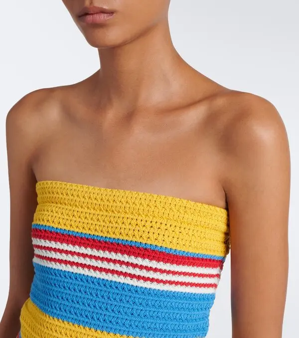 Posse Tammy Striped Cotton Strapless Top