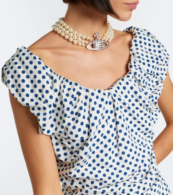 VIVIENNE WESTWOOD Ginnie Amber Draped Polka-dot Minidress - Blue