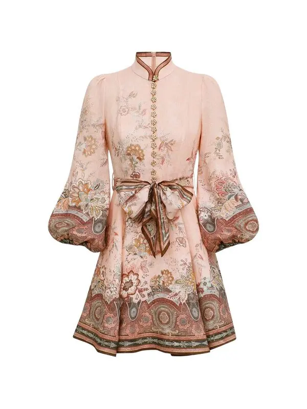 Zimmermann Alchemy Linen Mini Dress - Pink