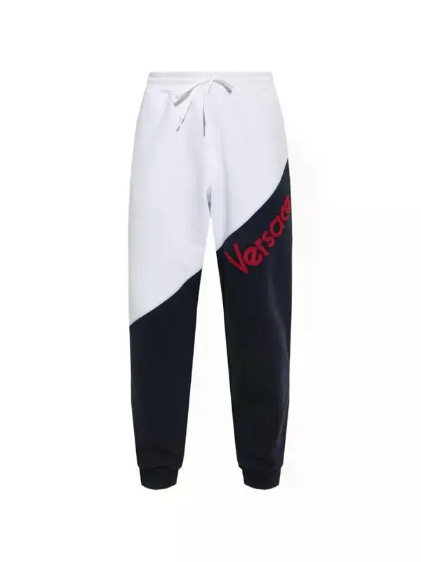 Versace Logo-embroidered Panelled Track Pants - Blue
