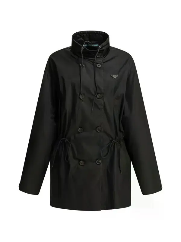 Prada Double-breasted Drawstring Coat - Black
