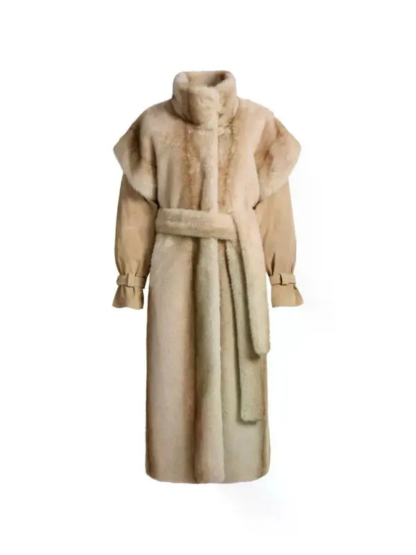 DUCIE Harper Suede-panel Coat - Neutrals