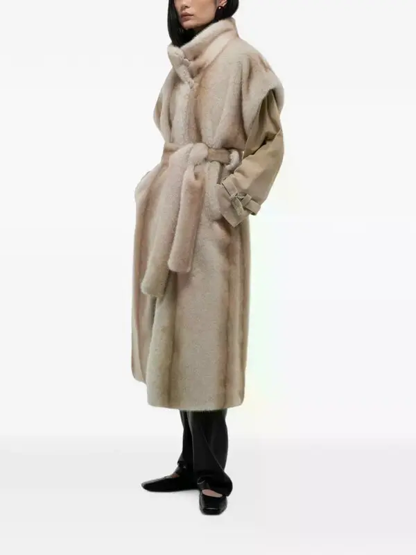 DUCIE Harper Suede-panel Coat - Neutrals