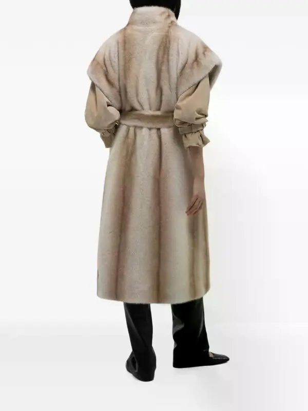 DUCIE Harper Suede-panel Coat - Neutrals