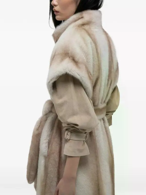 DUCIE Harper Suede-panel Coat - Neutrals