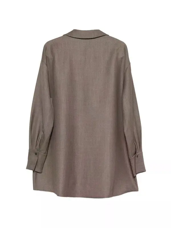 RUOHAN Chest-pocket Long-sleeve Shirt - Brown