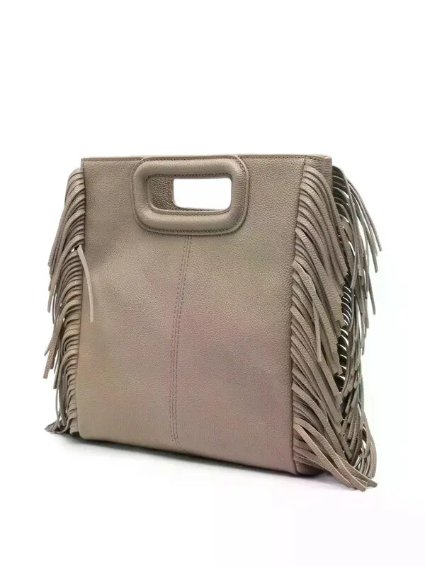 Maje M Fringed Grained-leather Tote Bag