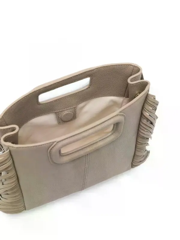 Maje M Fringed Grained-leather Tote Bag