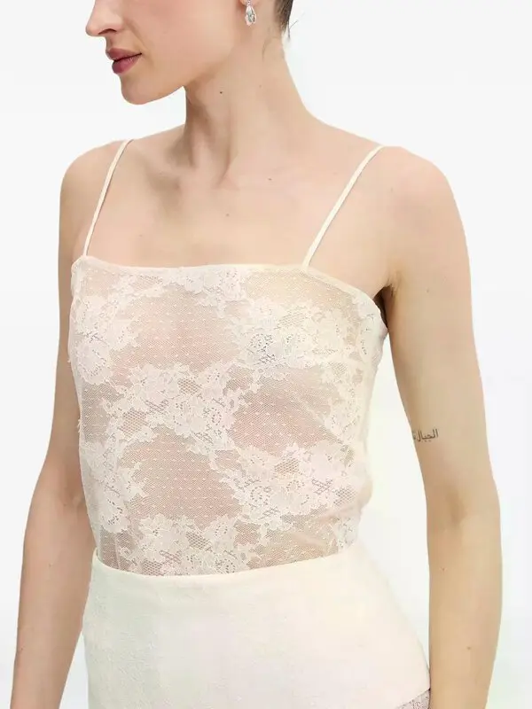 Bardot Hildie Sheer Lace Spaghetti-strap Sleeveless Blouse - Neutrals