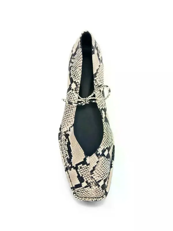 ALOHAS Sway Snake-effect Squared-toe Ballet Flats