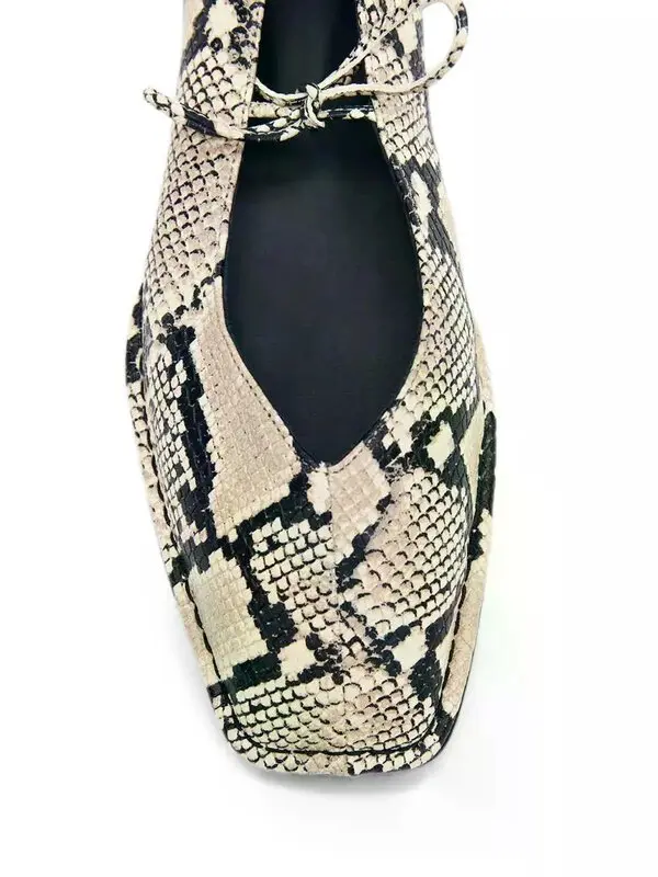 ALOHAS Sway Snake-effect Squared-toe Ballet Flats