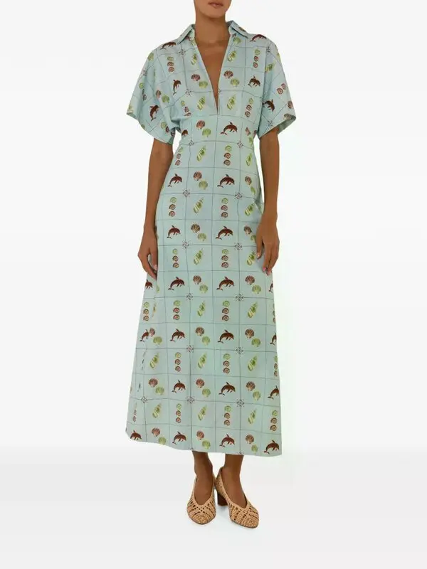 PALM. NOOSA Jasmine Seashell-print Midi Dress