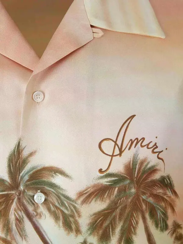 Amiri Palm Tree-print Silk Shirt - Neutrals