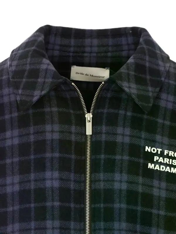 Drole De Monsieur Check-pattern Slogan Jacket