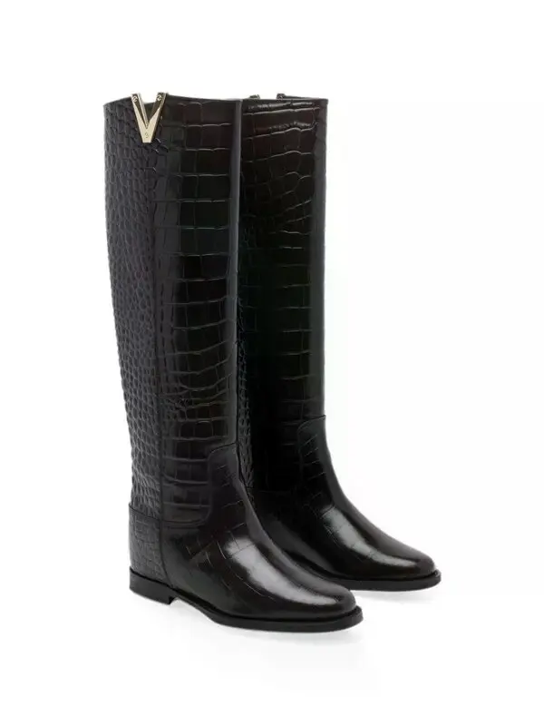 VIA ROMA 15 Croc-effect Vlogo Boots