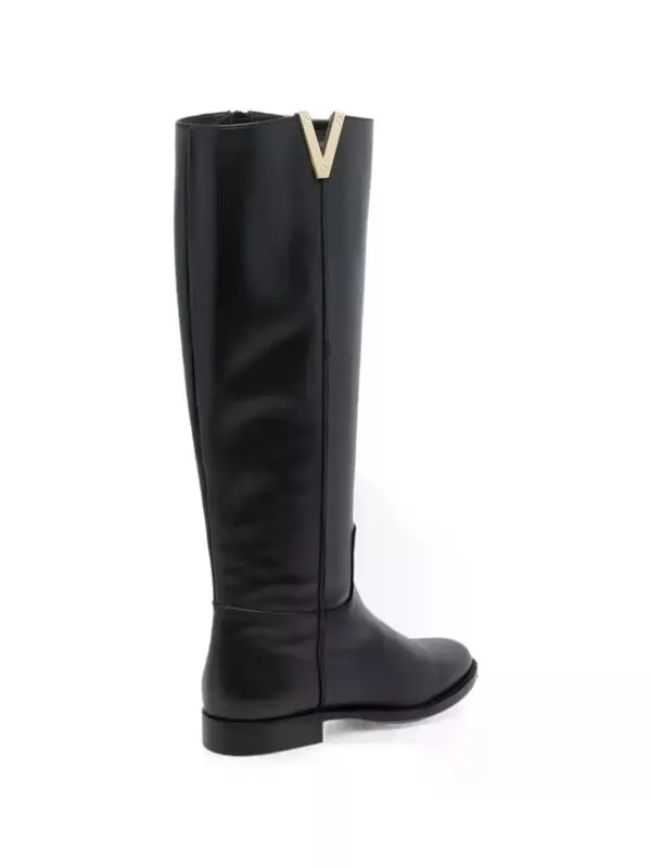 VIA ROMA 15 V-logo Leather Knee-high Boots