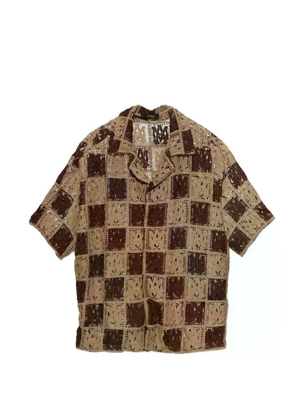 Amiri Ma Quad Checkered Crochet Shirt - Neutrals