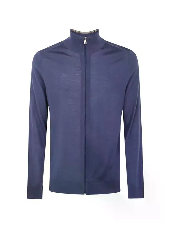 Paul Smith Zip-up Merino Sweater - Blue