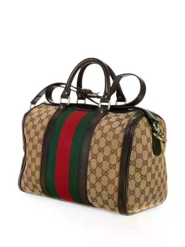 Gucci Gg Supreme Web Stripe Tote Bag - Neutrals
