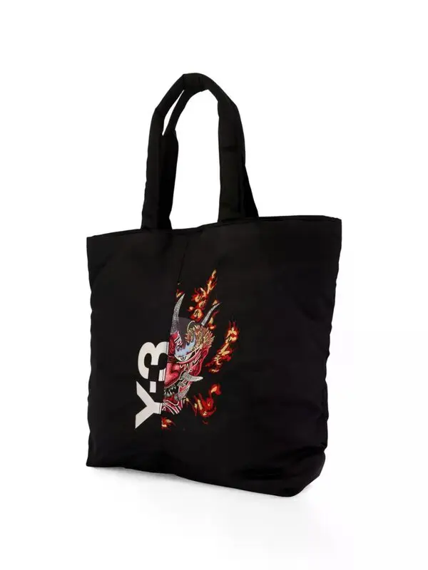 Y3 Yaksha Graphic Print Tote Bag - Black