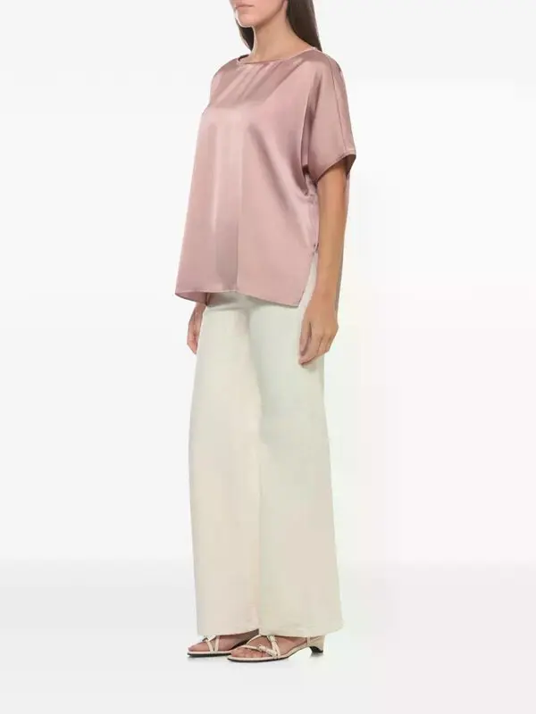 EMME Satin-finish Short-sleeved Blouse