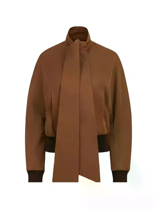 Nina Ricci Scarf-detail Ottoman Fitted Jacket - Brown