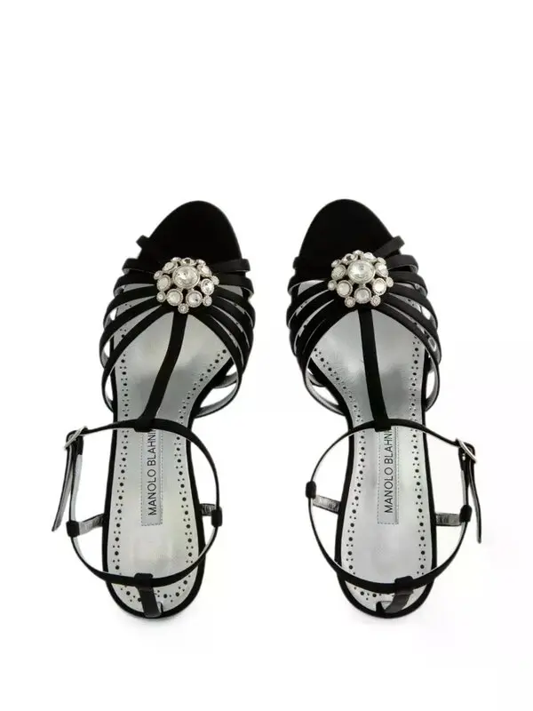 Manolo Blahnik Fulcon Crystal-embellished Satin Sandals