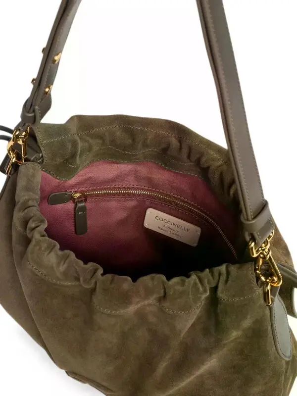COCCINELLE Small Lidia Suede Logo-embossed Shoulder Bag - Brown