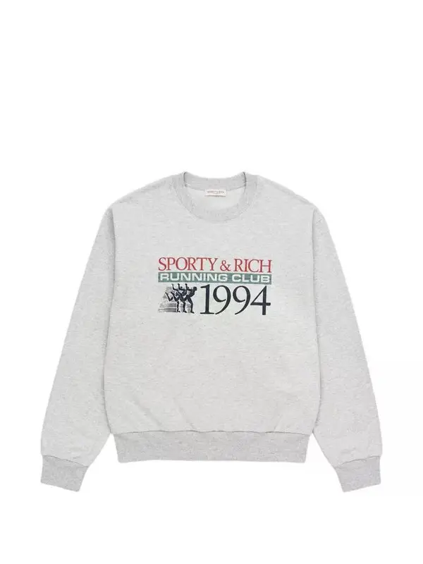 SPORTY & RICH Finish Line Logo-print Sweatshirt - Grey