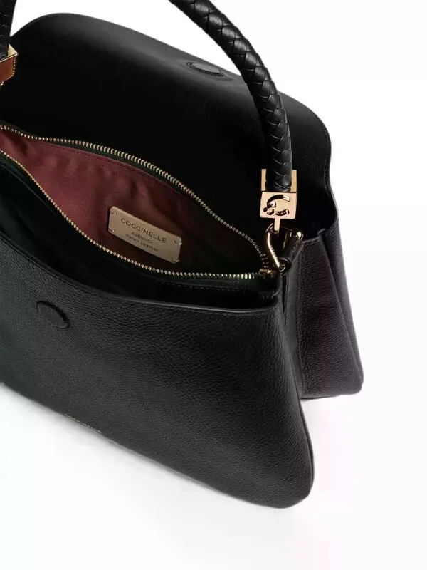 COCCINELLE Medium Tiggy Braided-handle Tote Bag - Black