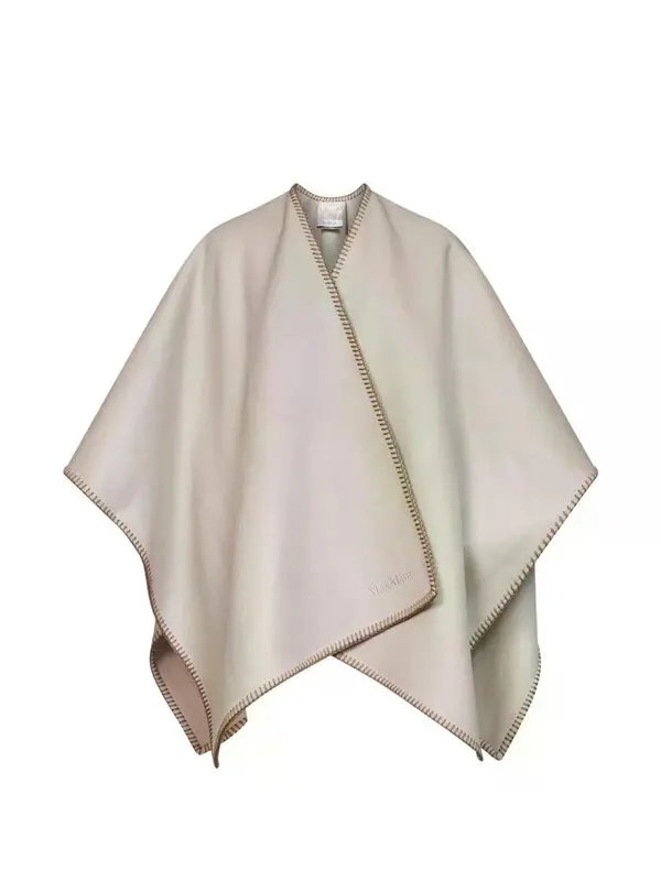Max Mara Belted Whipstitch-trim Poncho - Neutrals