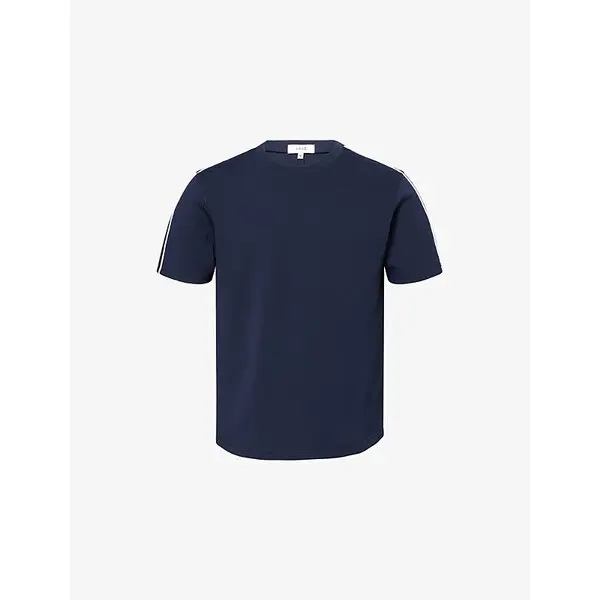 ARNE Everyday Luxe Piping Woven T-shirt - Navy
